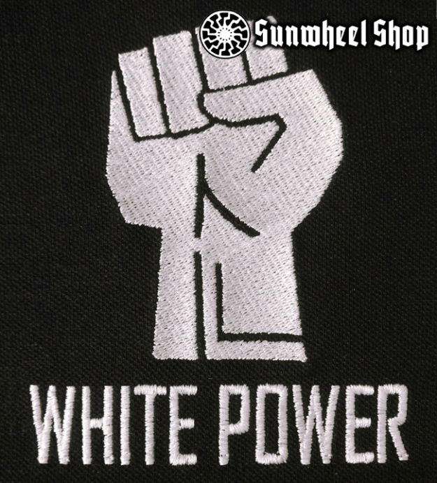 White Power Embroidered Polo Shirt – Sunwheel Shop