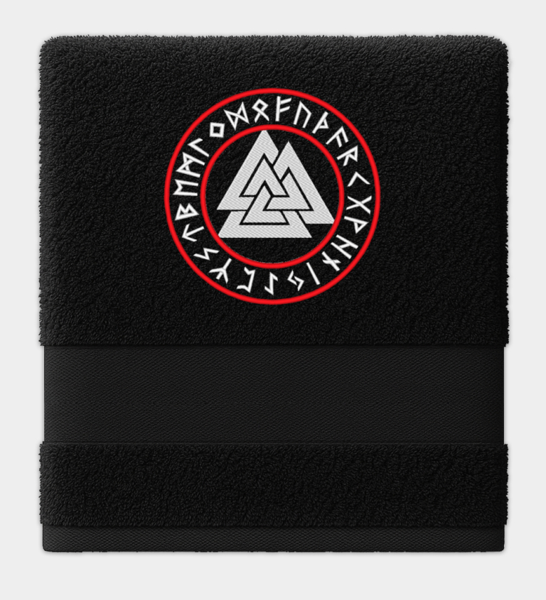 Valknut Runic Cirle Embroidered Towel – Sunwheel Shop